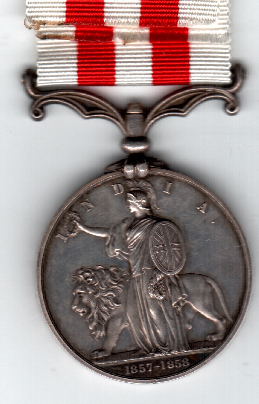 Indian Mutiny Medal 1857-1858, no clasp. Ensign C. Handyside attached ...